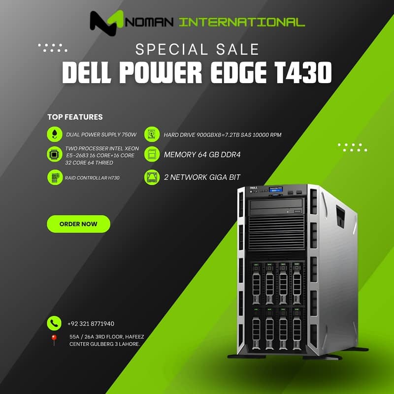 DELL POWER EDGE T430 | Server | MEMORY 64 GB DDR4 | DUAL POWER SUPPLY ...