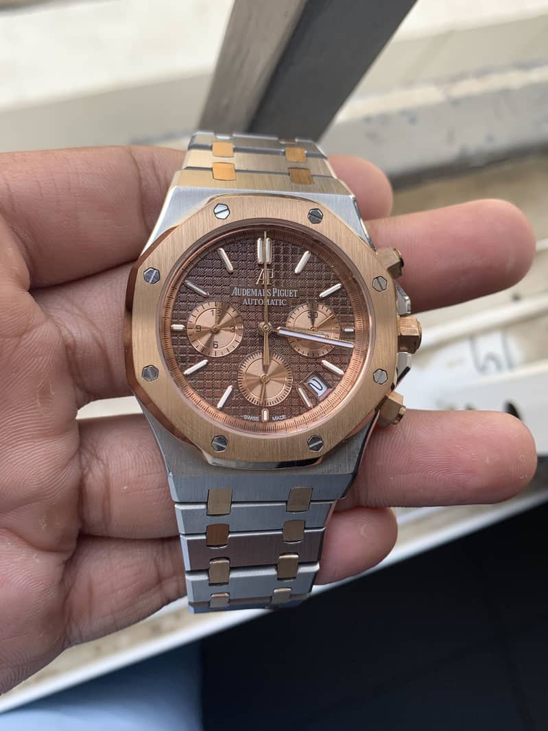Luxury Two-Tone Automatic Chronograph Watch – Rose Gold & Steel Design ...