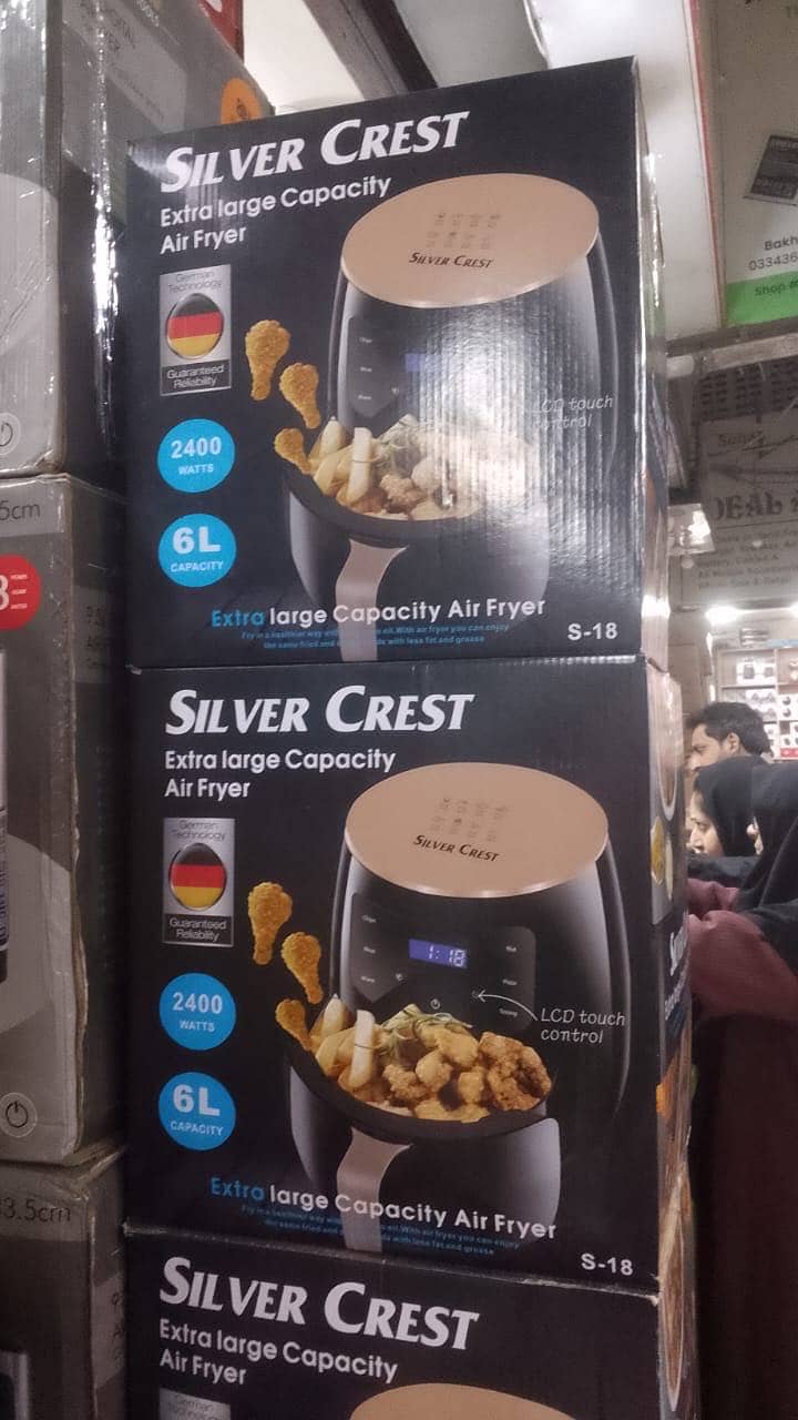 SILVER CREST AIR FRYER 6 LITRE LARGE BOWL TOUCH DISPLAY NON STICK NEW ...