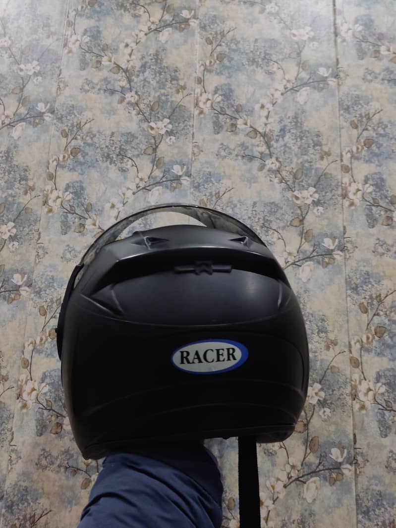 Racer helmet with tint balck visor very beautiful helmet in low price ...
