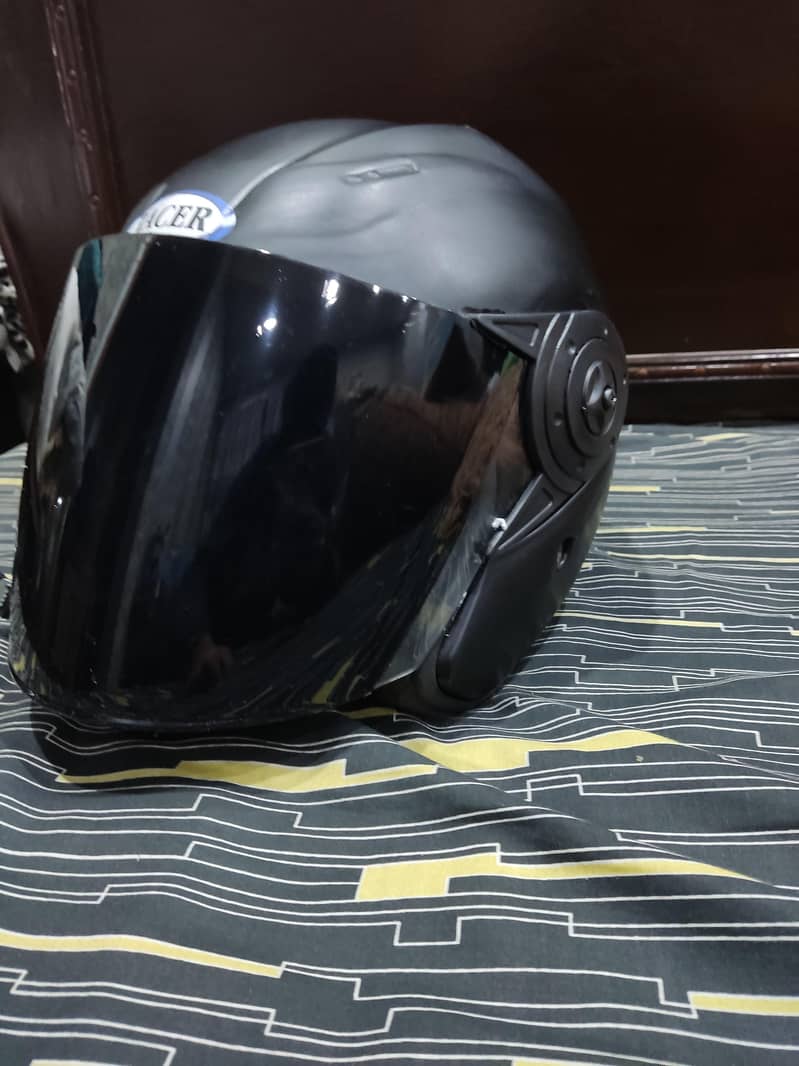 Racer helmet with tint balck visor very beautiful helmet in low price ...