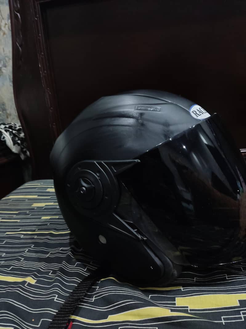 Racer helmet with tint balck visor very beautiful helmet in low price ...
