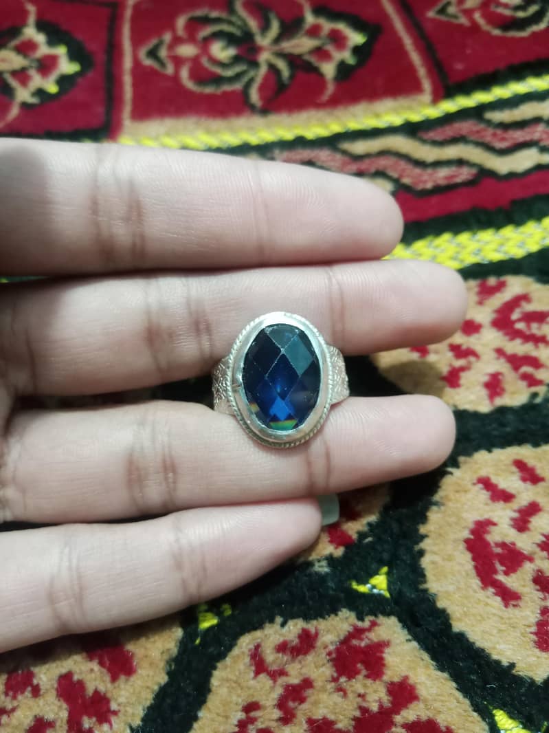 Original Neelum Stone in Chandi Ring - Jewellery - 1110316876
