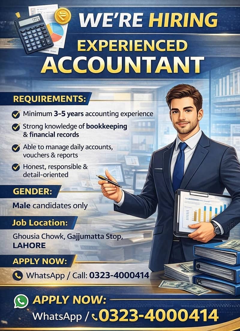Experience Accountant Required / Male Jobs / Accountant Jobs / Jobs ...