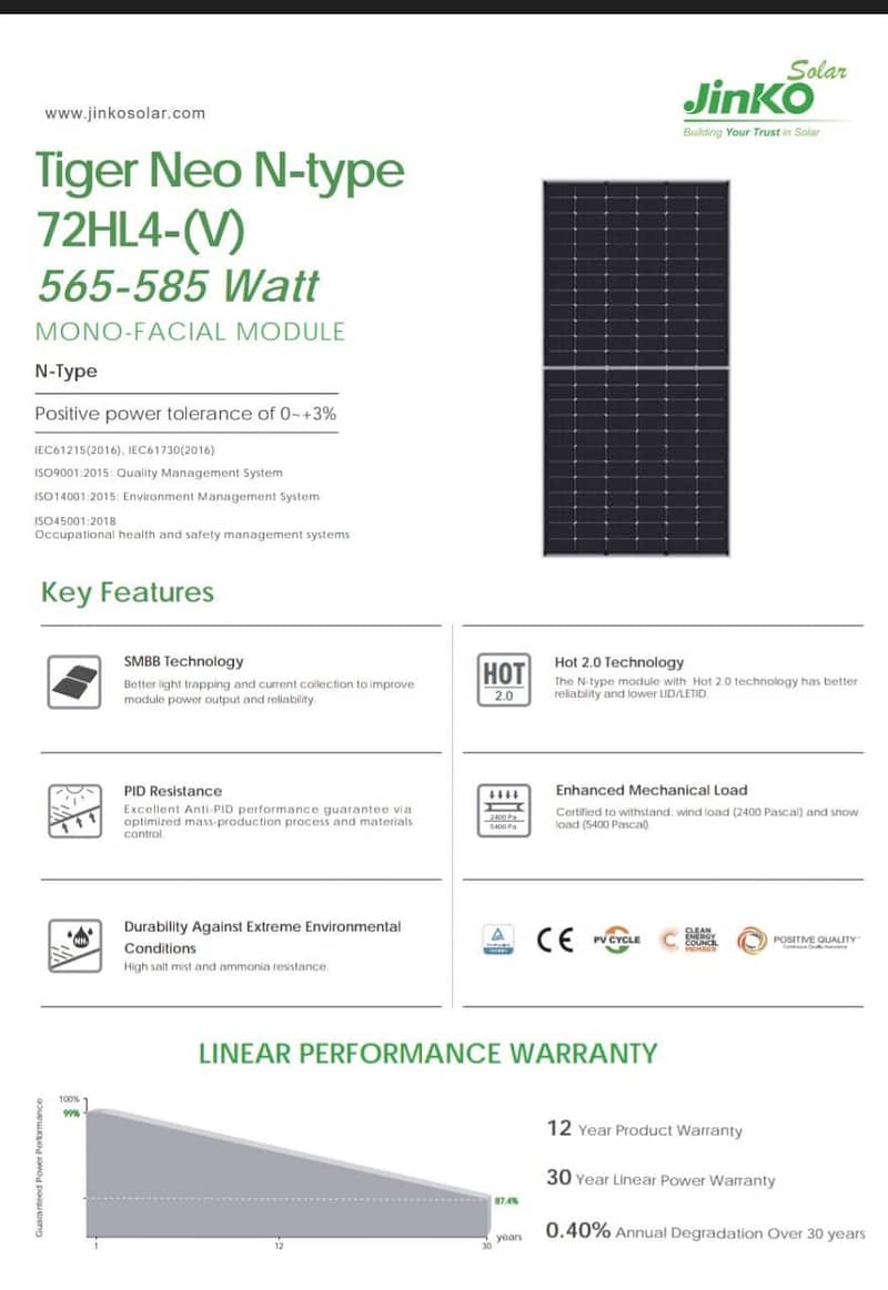 jinko monofacial single glass 585w - Solar Panels - 1110343655