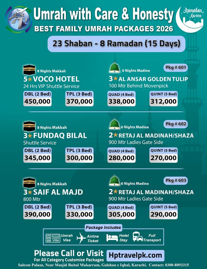 15 Days Shaban & Ramadan Umrah Packages 2026 | Ramazan Umrah Package ...