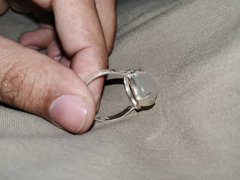 White Aqeeq real stone Chandi ring - Jewellery - 1110388092