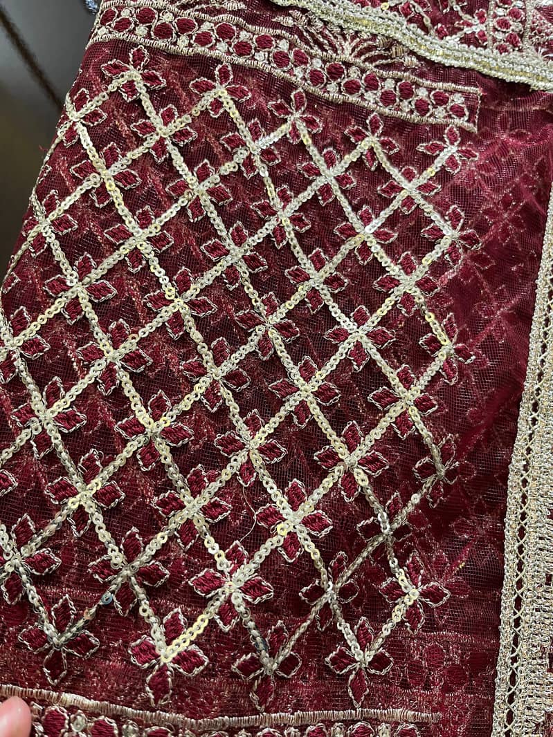 Mehroon bridal maxi with full embroidery - Bridals - 1110408468