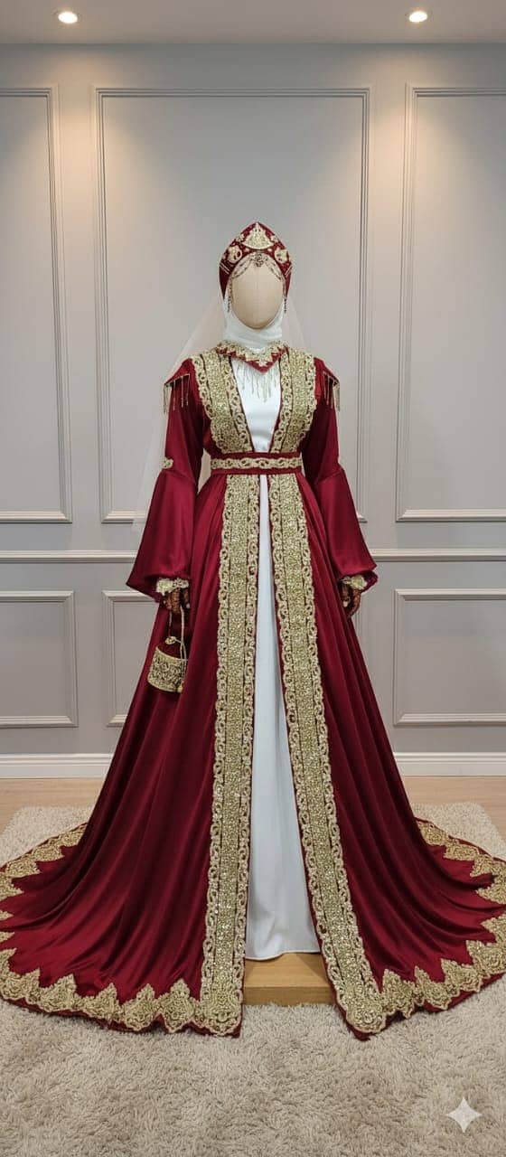 Turkish bridal dress/Turkish bridal maxi/hand made crown,belt,necklace ...