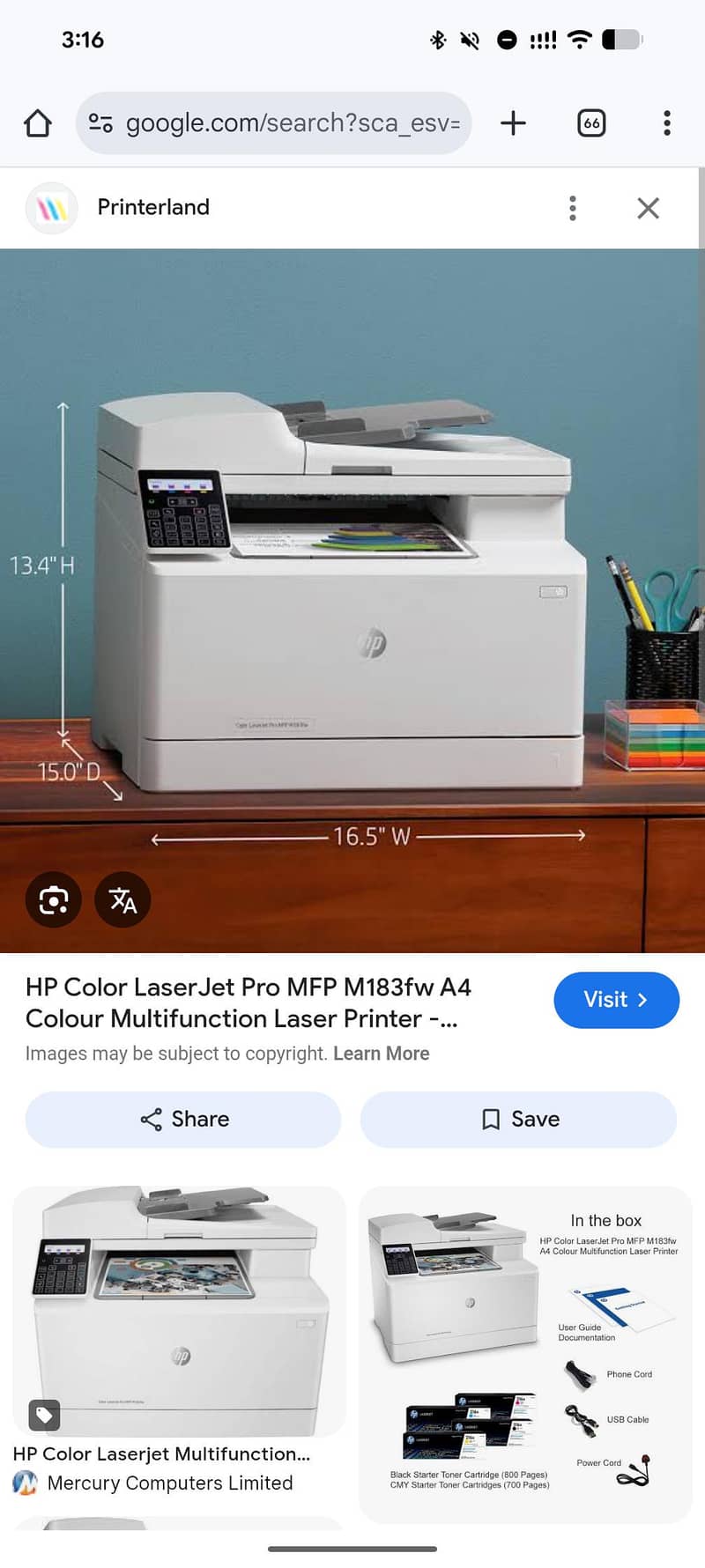 HP color laserjet pro M183fw Wifi All in one Printer, Scanner & Copier ...