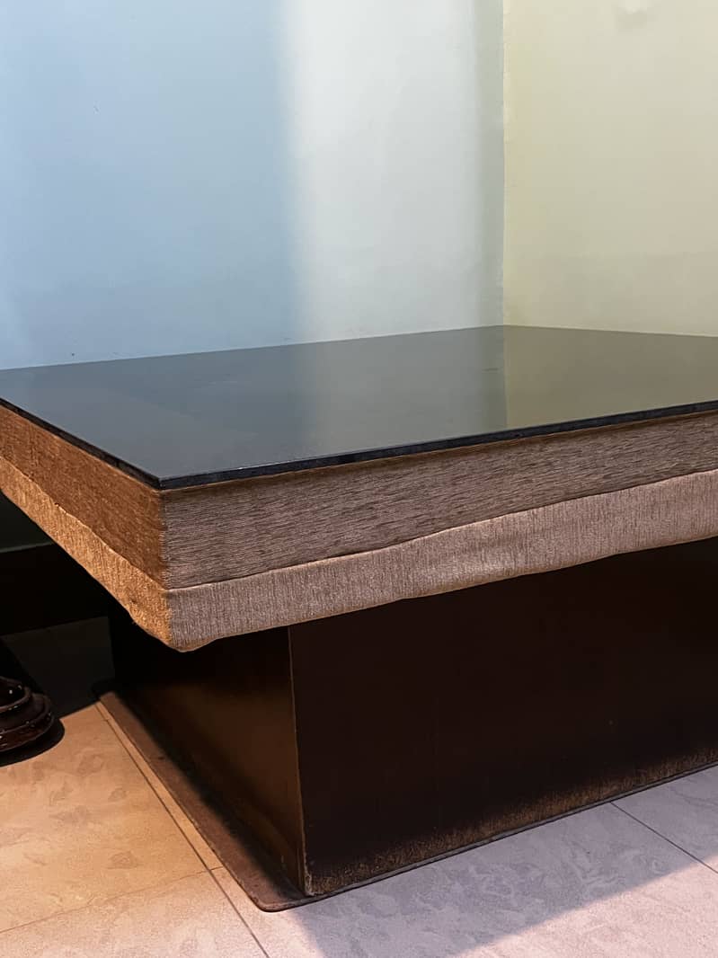 Solid Wooden Plinth Table with Glass Top - Coffee Tables - 1110544577