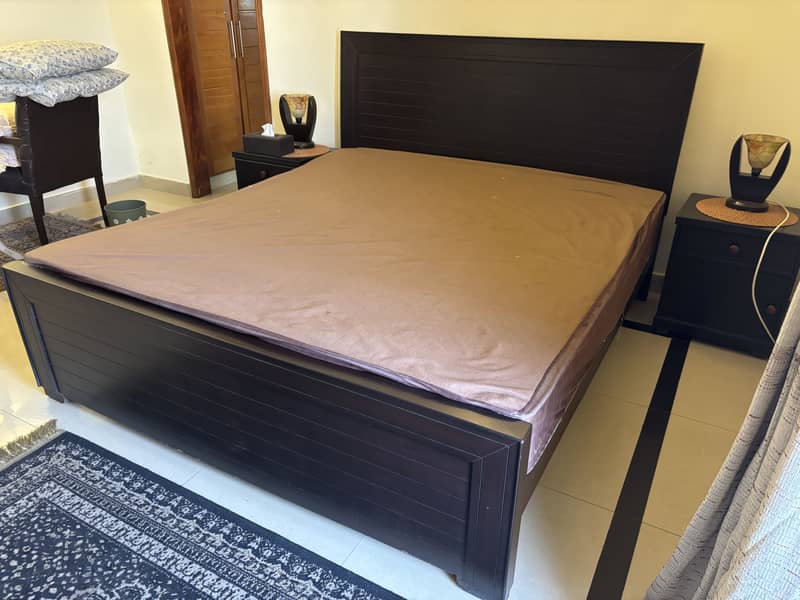 Slightly used bed with mattress and side tables for sale - Beds ...
