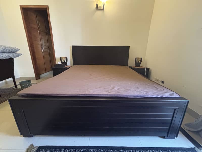 Slightly used bed with mattress and side tables for sale - Beds ...