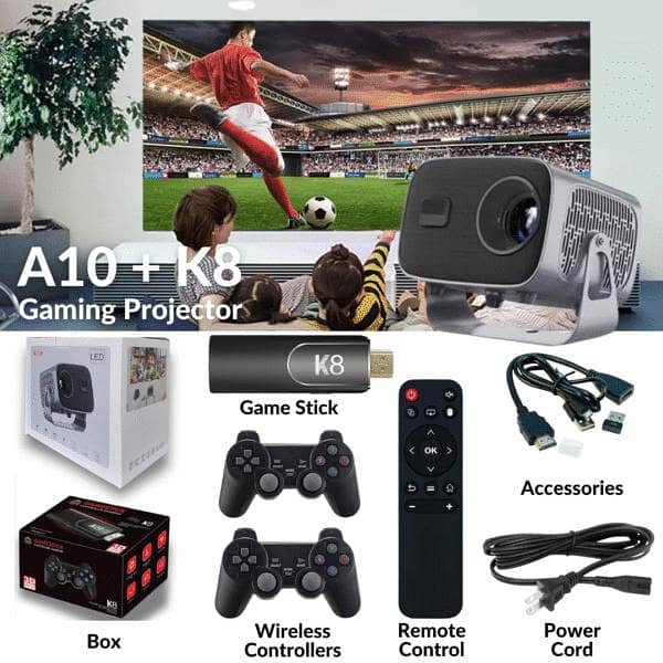 A10 Android 4k Projector With Game stick K8 10,000+live Channels free ...