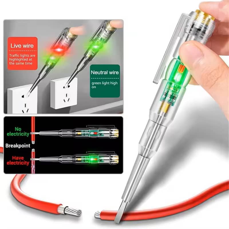 24–250V Voltage Tester Pen – Dual Color LED Electrical Screwdriver for ...