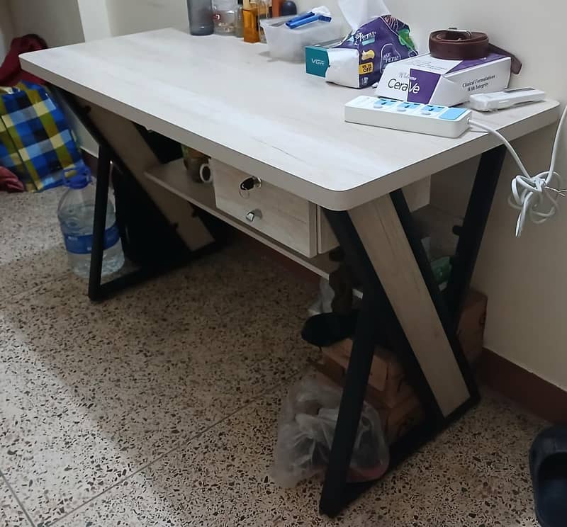 Wooden and Steel Study Table (4x2) - Office Tables - 1110743435