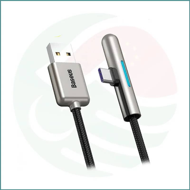 Baseus Iridescent Lamp USB to Type-C | L-Shaped Gaming Cable | 40W ...