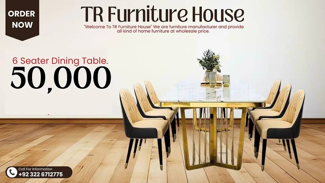 6 seater dining table/UV top table/metal steel chair/luxury dining set ...