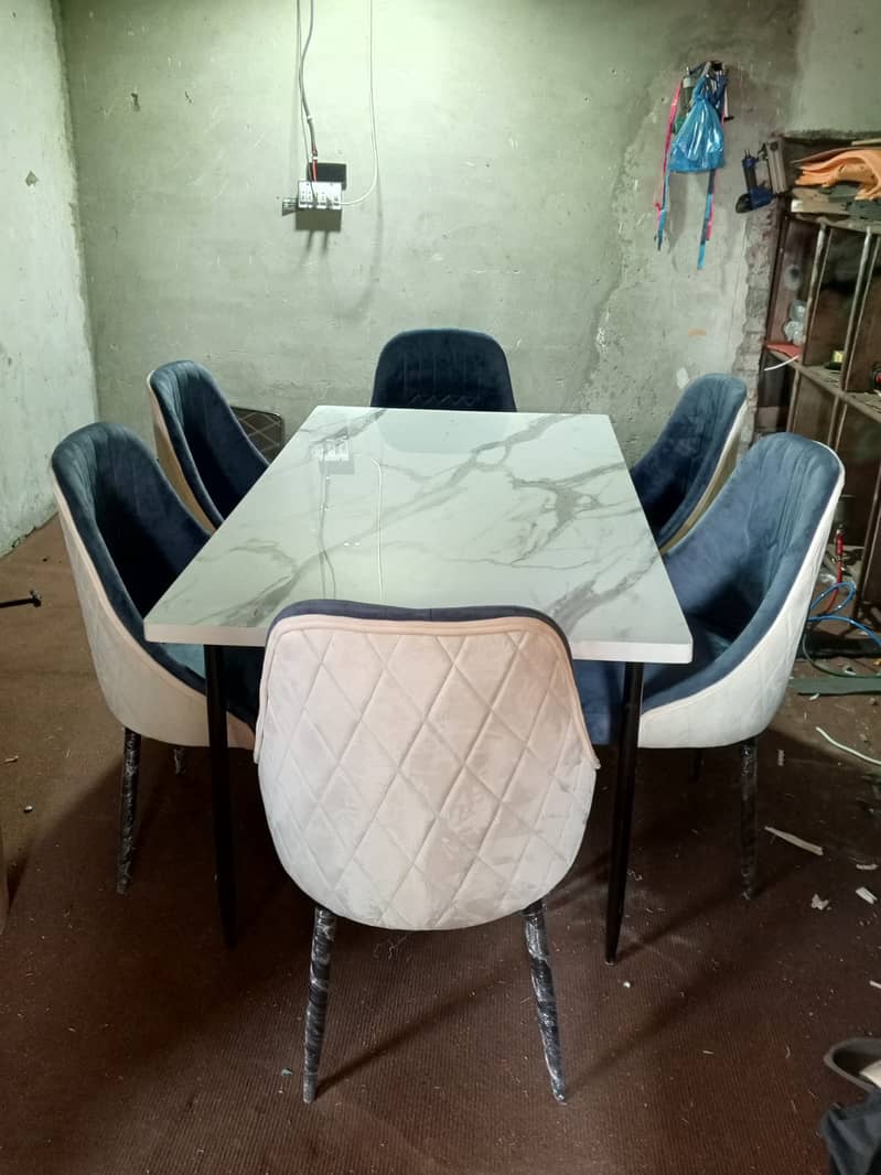6 seater dining table/UV top table/metal steel chair/luxury dining set ...