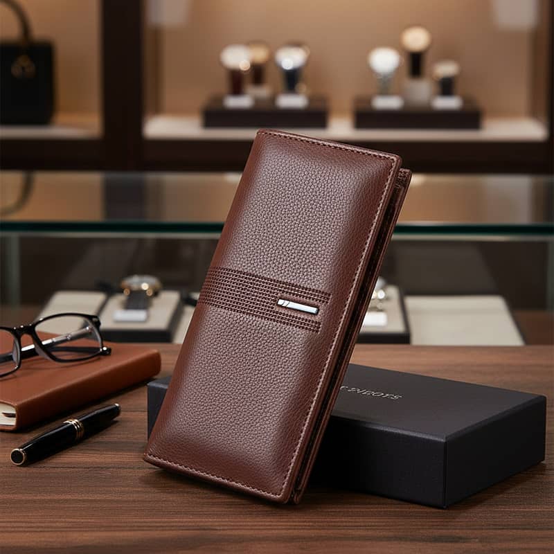 Brown Elite Leather Long Wallet - Bags - 1110815021