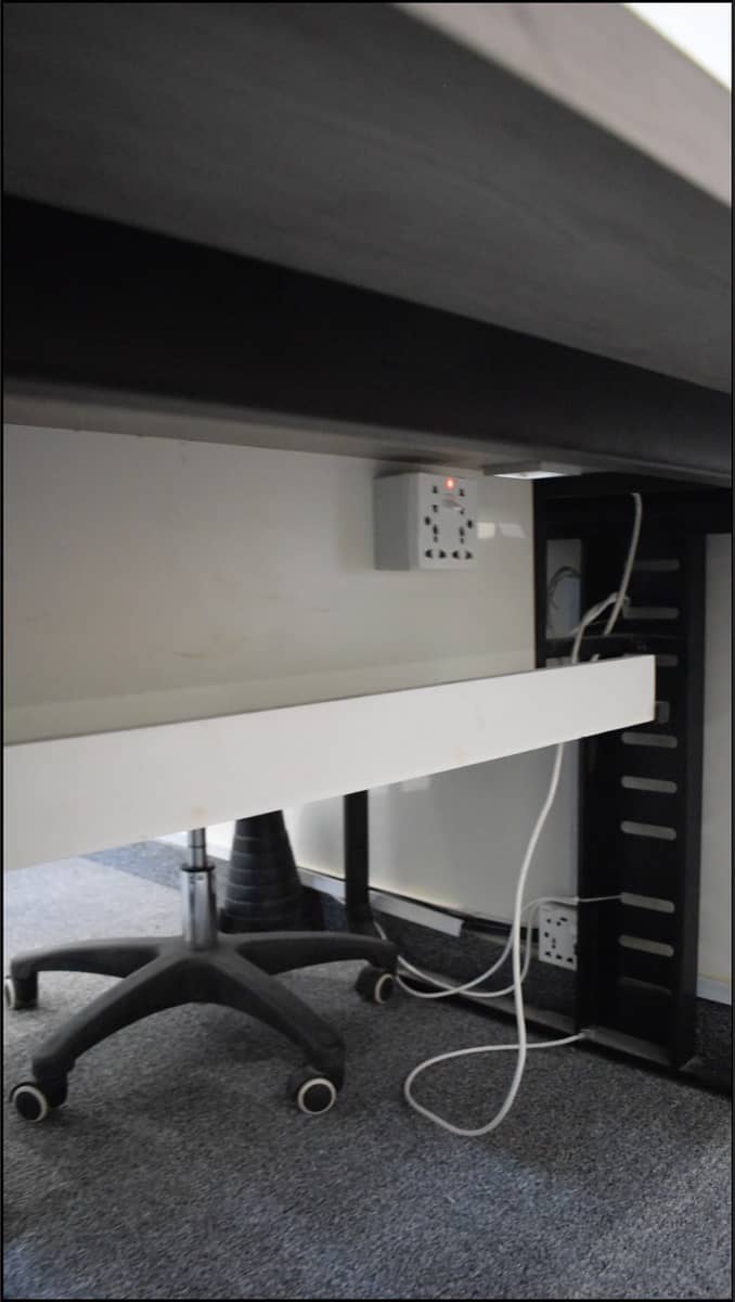 Smart Office Computer Table with Built-In Power Sockets & Wire Box ...
