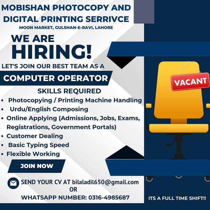 hiring for Printing and Photocopy Setup - Graphic Design Jobs - 1110855541