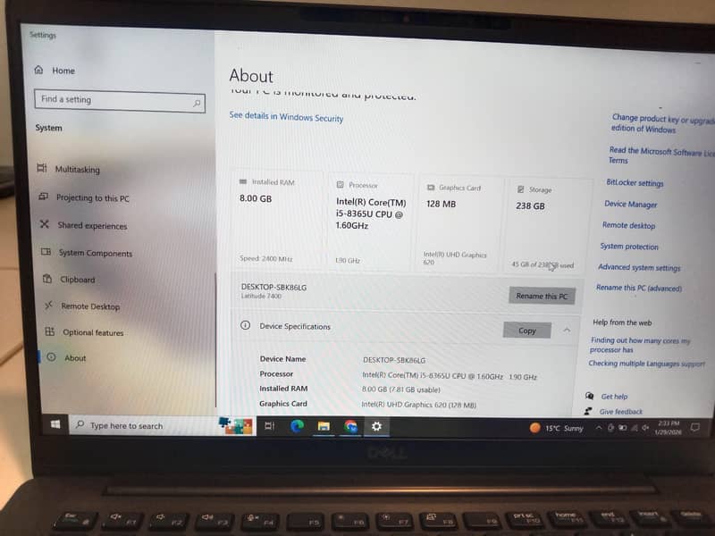 latitude 7400 i5,8th gen ,256 gb SSD , 8gb ram - Laptops - 1110859011