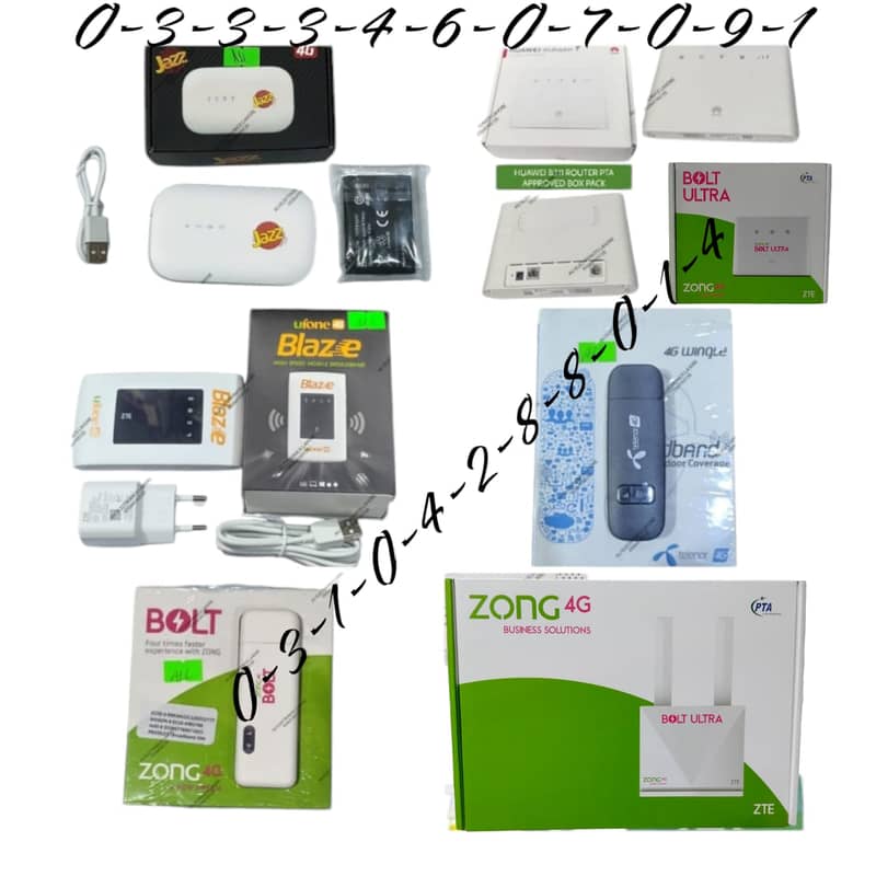 Jazz 4G Wifi Cloud Device/ ZONG 4G Wifi Bolt+Device LAN PORT ROUTER ...