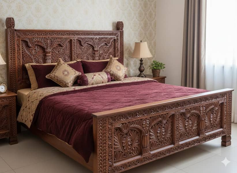 Brand New Handicraft Wooden Bed – Premium Quality - Beds - 1111196058