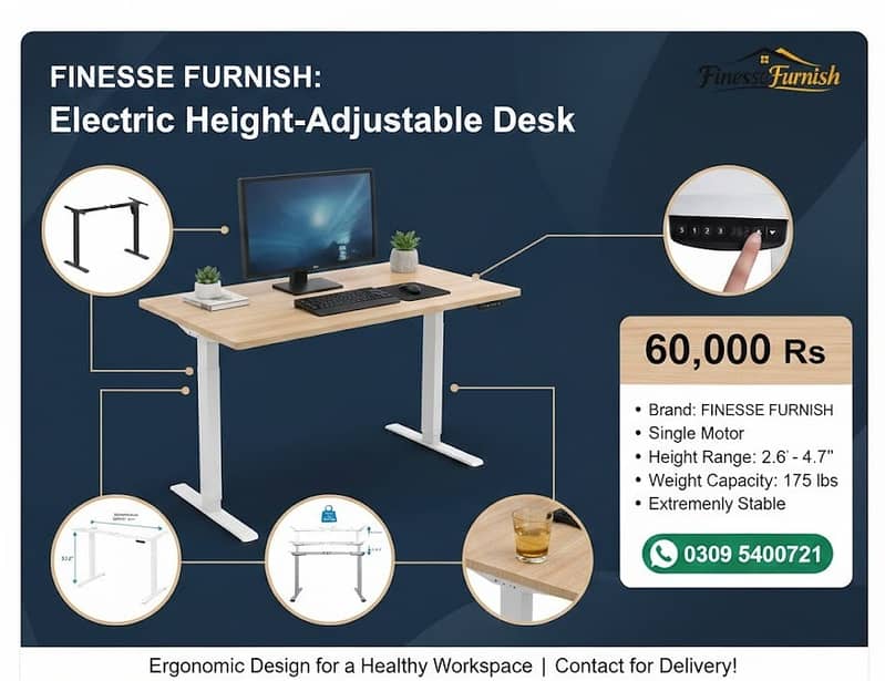 Electric Height-Adjustable Desk | Ergonomic Smart Desk - Office Tables ...