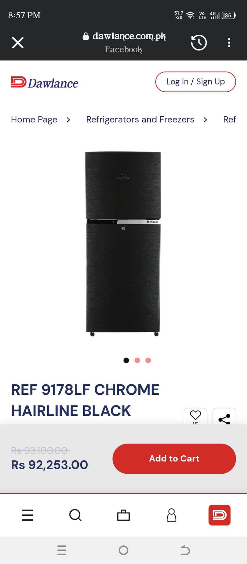 dawalance chrome 9178lf refrigerator - Refrigerators - 1115120499