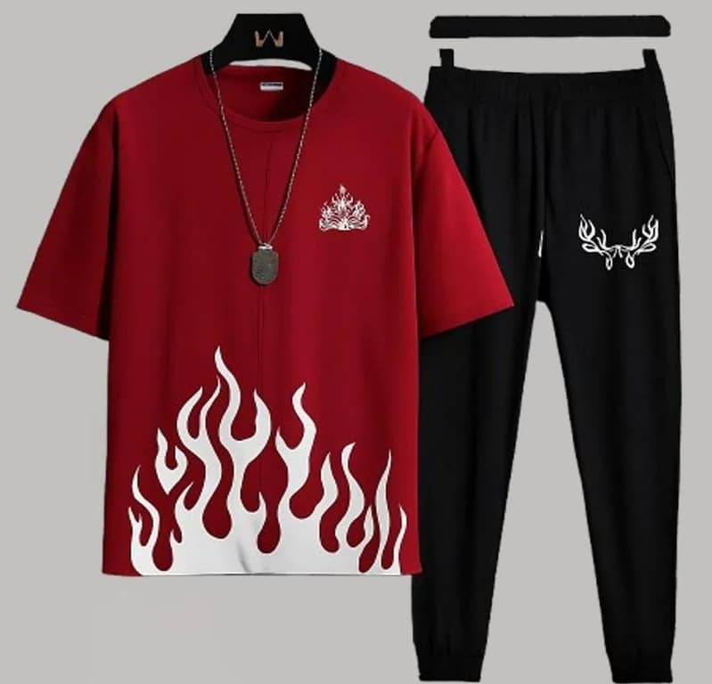Red Flame Graphic Track Suit for Men Micro Interlock - Sports Clothes ...