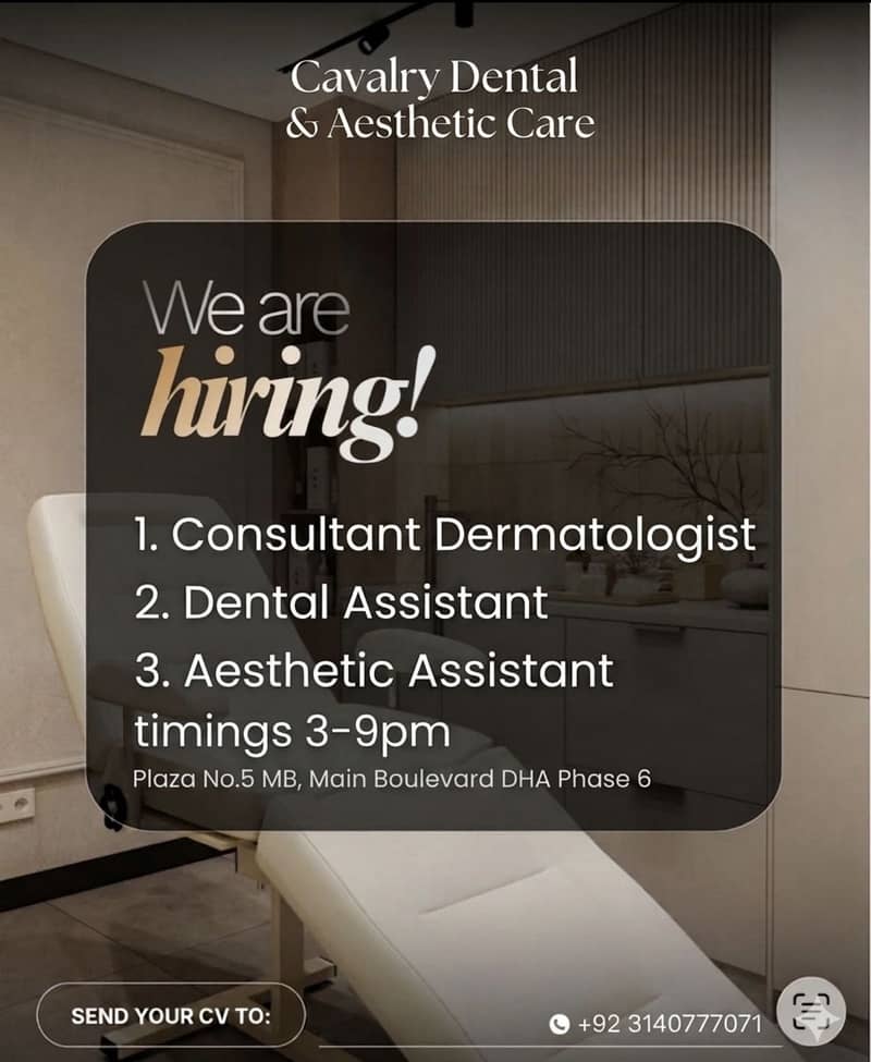 Dermatologist,Dentist, Dental & Aesthetic(female) Assitant Job 3-9pm ...
