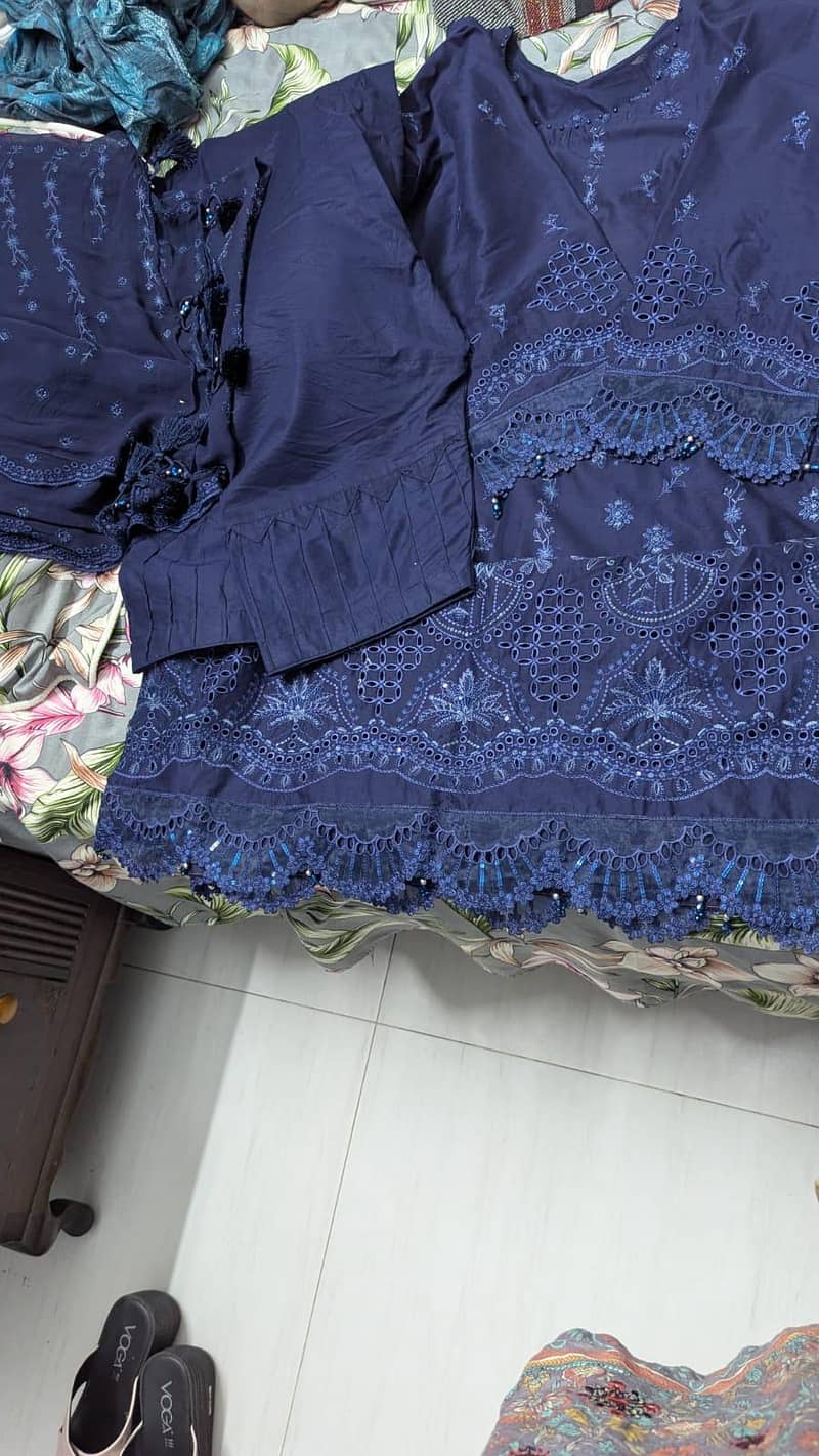 blue suit pure cooton chiffon dupatta - Eastern - 1115737036