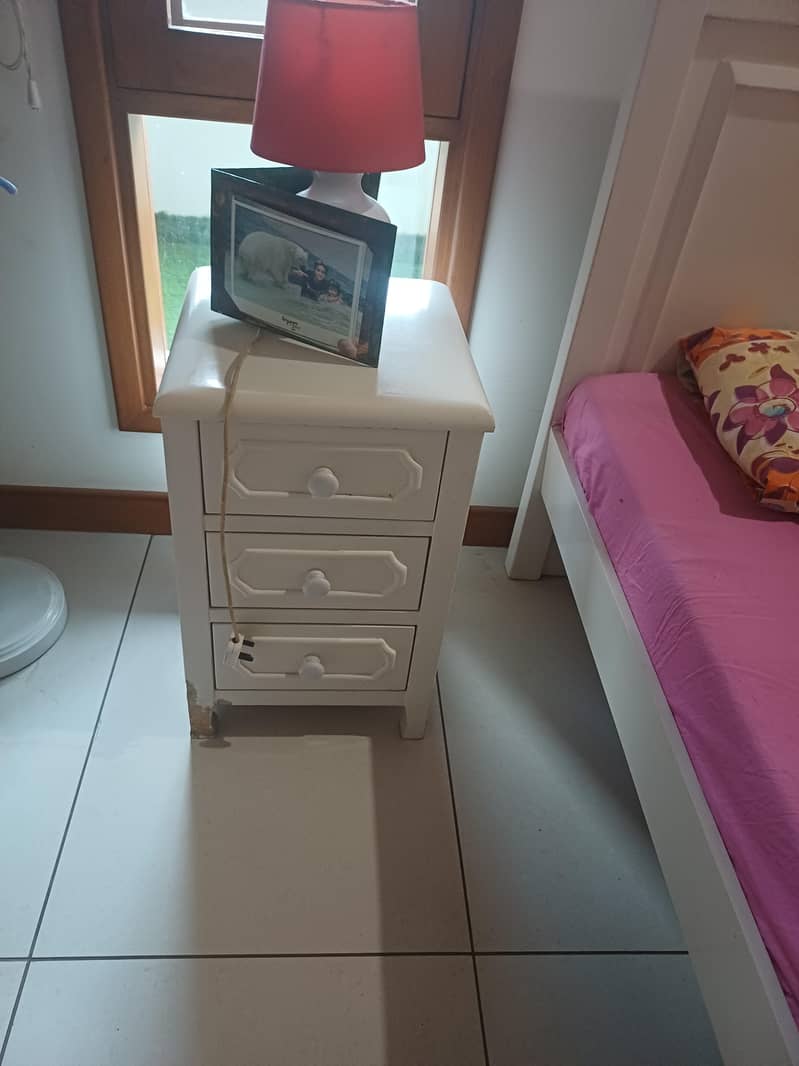 single bed with mettress , corner , study table , chair & single stool ...