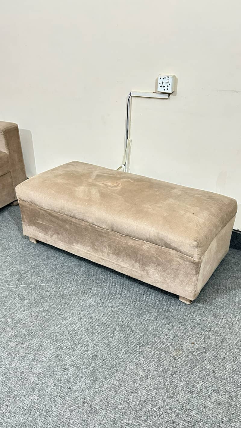 Beige Velvet L-Shape Sofa Set with Ottoman | Personal Use - Sofas ...