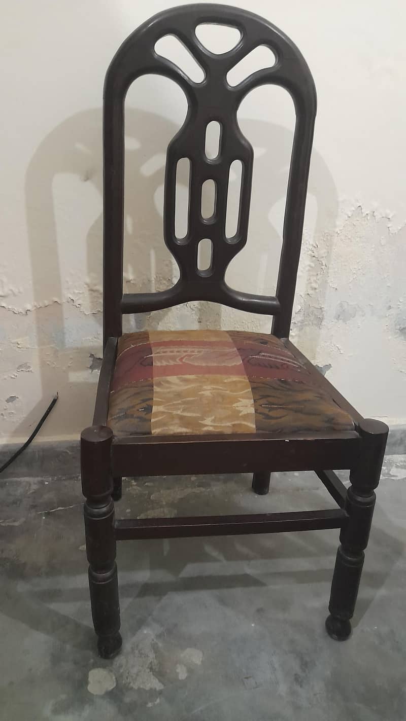 6 Seater Wooden Dining Table Glass Top & 6 Chairs - Good Condition ...