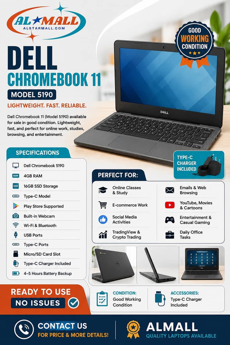 Chromebook Dell Laptop Also Available Touch Screen - Laptops - 1115052186