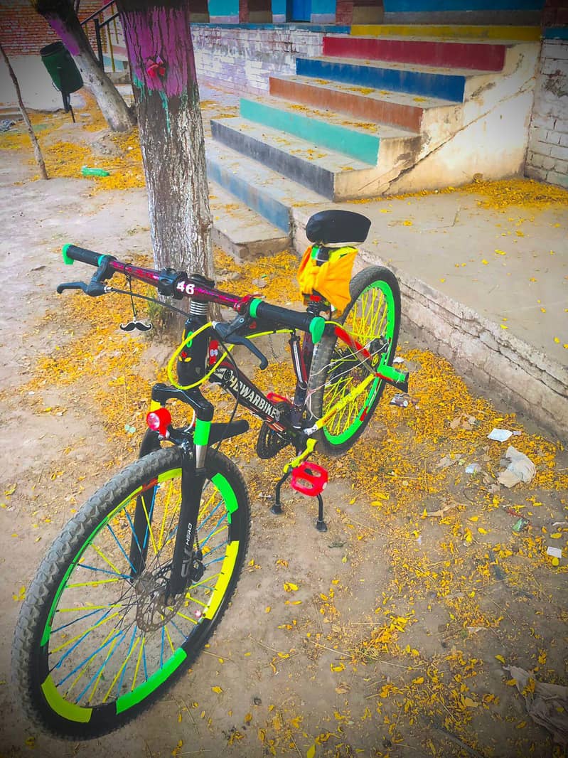 Customized Mountain Bike MTB - Neon Green/Black - 46 Number Handlebar ...