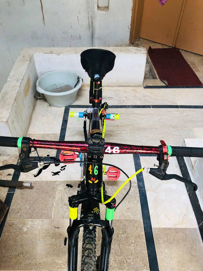 Customized Mountain Bike MTB - Neon Green/Black - 46 Number Handlebar ...