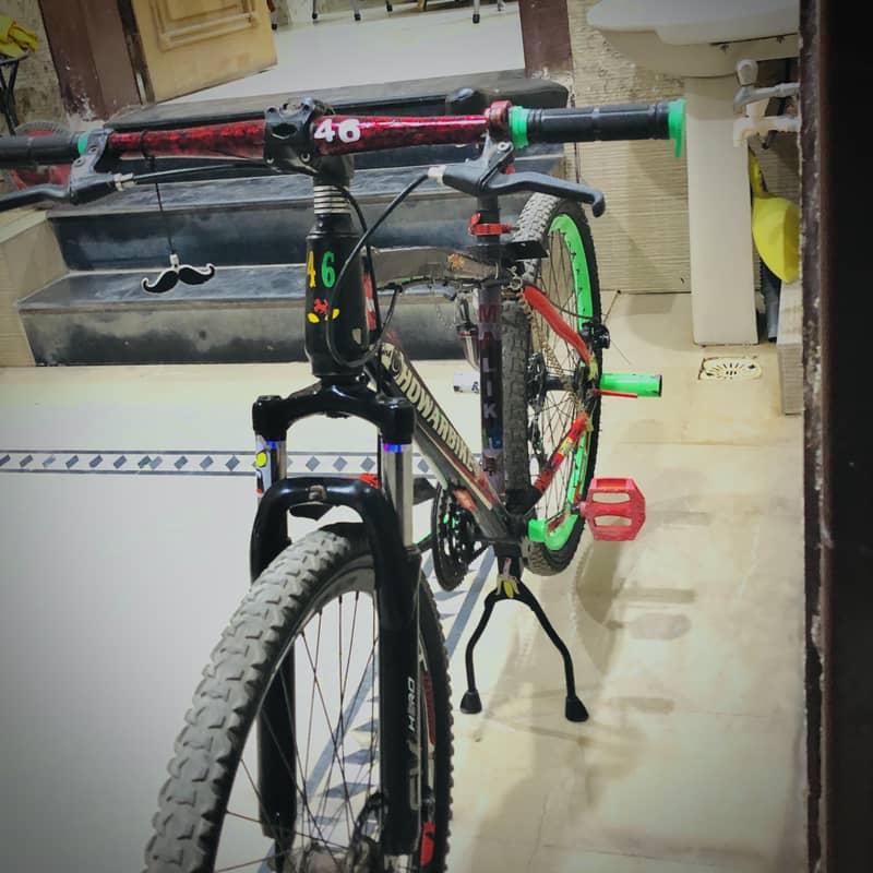 Customized Mountain Bike MTB - Neon Green/Black - 46 Number Handlebar ...