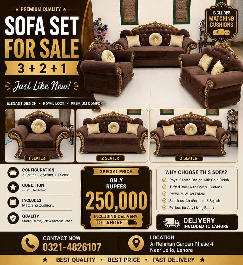 Premium Royal Sofa Set for Sale – 3+2+1 - Sofas - 1116219903